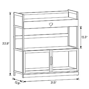 MoNiBloom Bamboo Kitchen Sideboard Shelf Organizer Storage Cabinet with Acrylic Doors and a Drawer Shelf Organizer for Pots and Pans Microwave Oven, Brown