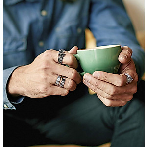 TIGRADE Antique Stainless Steel Ring Feather Angel Wing Cast Black Silver Band Size 5-14.5 (Black,7.5)