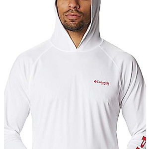 Columbia Men's Terminal Tackle Hoodie, White/Red Spark Logo, Large