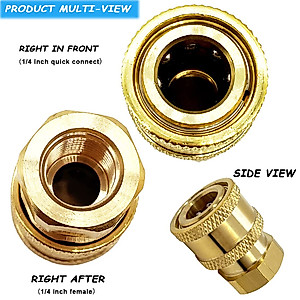 2 Pack 5000 PSI Sewer Jet Nozzle with Pressure Washer Coupler, Stainless Steel 1/4 Inch Pressure Washer Drain Jetter Hose Nozzle and Brass Fittings Quick Connector, 1/4'' Quick Connect to Female NPT