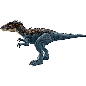 Mattel Jurassic World Mega Destroyers Carcharodontosaurus Posable Dinosaur Action Figure Toy with Attack and Breakout Features, Blue