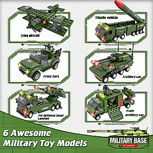 WishaLife City War Military Base Building Set with Army Car, Tank, Airplane, Helicopter, Military Toy Gift for Kids Boys Age 6+ (1162 PCS)