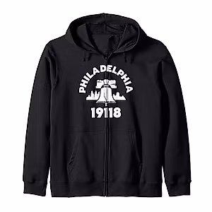 Philly Neighborhood 19118 Zip Code Philadelphia Liberty Bell Zip Hoodie