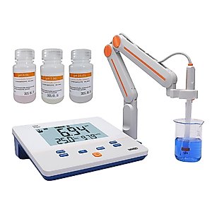 NANBEI Lab Benchtop pH Meter, 1-3Points Auto Calibration,0.01 pH Accuracy,200 Sets of Data Storage,Professional pH/Temp/ORP Test,6.0 inch High Definition Screen, (PH200E)