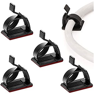 SOULWIT 50Pcs Adjustable Cable Management Clips, Adhesive Cable Organizers Sticky Wire Clips Cord Holder for TV PC Ethernet Cable Under Desk Wall Home Office