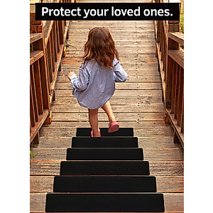 8”x30” Stair Treads Non-Slip Outdoor Tape – (10-Pack) Black Anti-Slip Strips