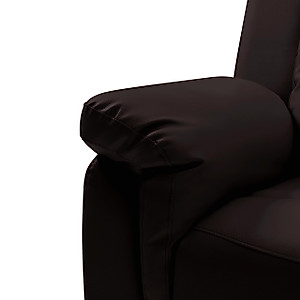 LCH 110.2'' Faux Leather Sectional, Manual Reclining 2 Cup Holders & Sorage Ottoman, L-Shaped Corner 5 Seaters Sofa Couch for Living Room, Apartment, Office, Brown