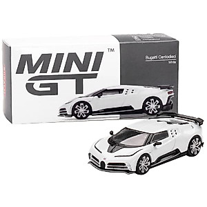 Truescale Miniatures Bugatti Centodieci White with Black Accents Limited Edition 1/64 Diecast Model Car by True Scale MGT00337
