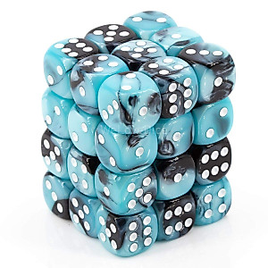 Chessex CHX26846 Dice-Gemini: 36D6 Black-Shell/White Set