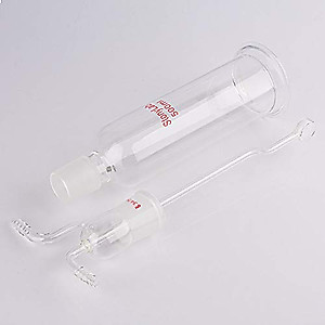 stonylab Gas Washing Bottle, Borosilicate Glass 34/34 Stopper Gas Bubbler Gas Washing Bottle with Fritted Disc and 8 mm OD Inlet/Outlet Hoses, 500 ml