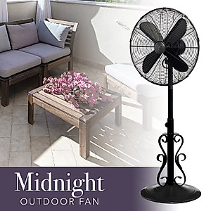 DecoBREEZE Pedestal Standing Fan, 3 Speed Oscillating Fan with Adjustable Height, Ebony, Antique Fan, 18 inches
