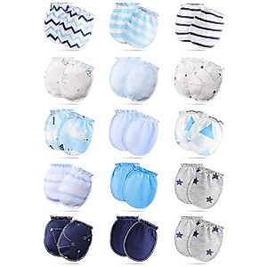 15 Pairs Baby Mittens Newborn Baby Unisex Gloves No Scratch Mittens for 0-6 Months Baby Boys Girls