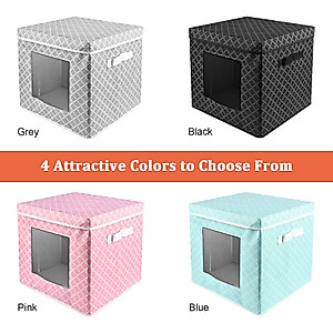 Keaxinty 13 inch Fabric Bin with Lid, 3 Pack of Cube Storage Bins, Foldable Organizer to Store Toys,Towels,Clothes,Books in Home, Shelves,Bedroom,Office