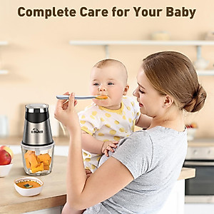 KNOIER Baby Food Maker, 14 in 1 Set for Baby Food, Fruits, Meat, Mini Baby Food Processors with Containers/Food Chopper with 6 Bi-Level Blades, Baby Essentials Gift Set with Baby Food Feeder