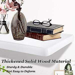 LDHHYH 2 Pack 12 x 8 Inch Floating Shelves for Wall, White Solid Wood Wall Shelf, Small Wall Mounted Floating Shelves for Bathroom, Living Room, Bedroom, Kitchen, Home Decor