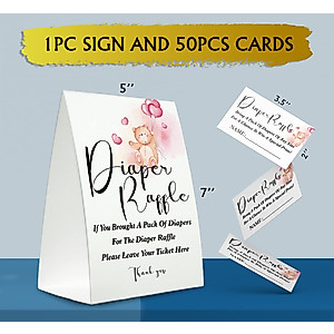 Tesedupoole Greeting Card, Diaper Raffle Baby Shower Game Kit (1 Standing Sign, 50 Guessing Cards), Baby Shower Decorations, Unisex-Adults, Women, Multicolor