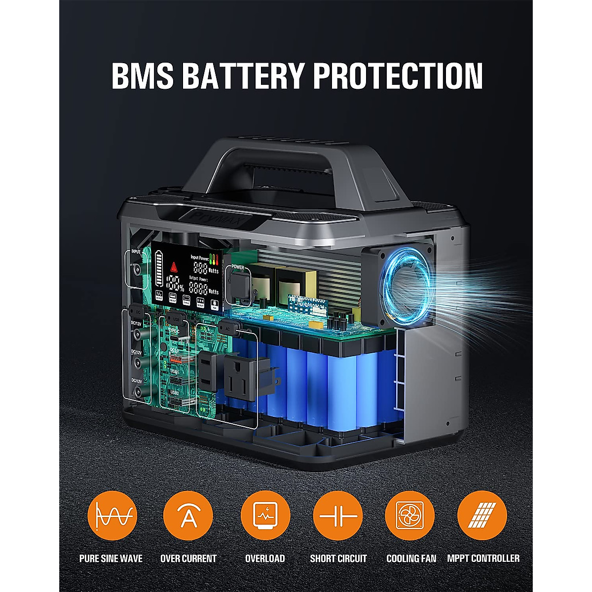 PryMAX Steelite Power Station (Peak 600W)296Wh Portable Solar Generator Outdoor Backup Lithium Battery Mobile Power Station with 330W AC Outlet Camping RV Travel Emergency CPAP