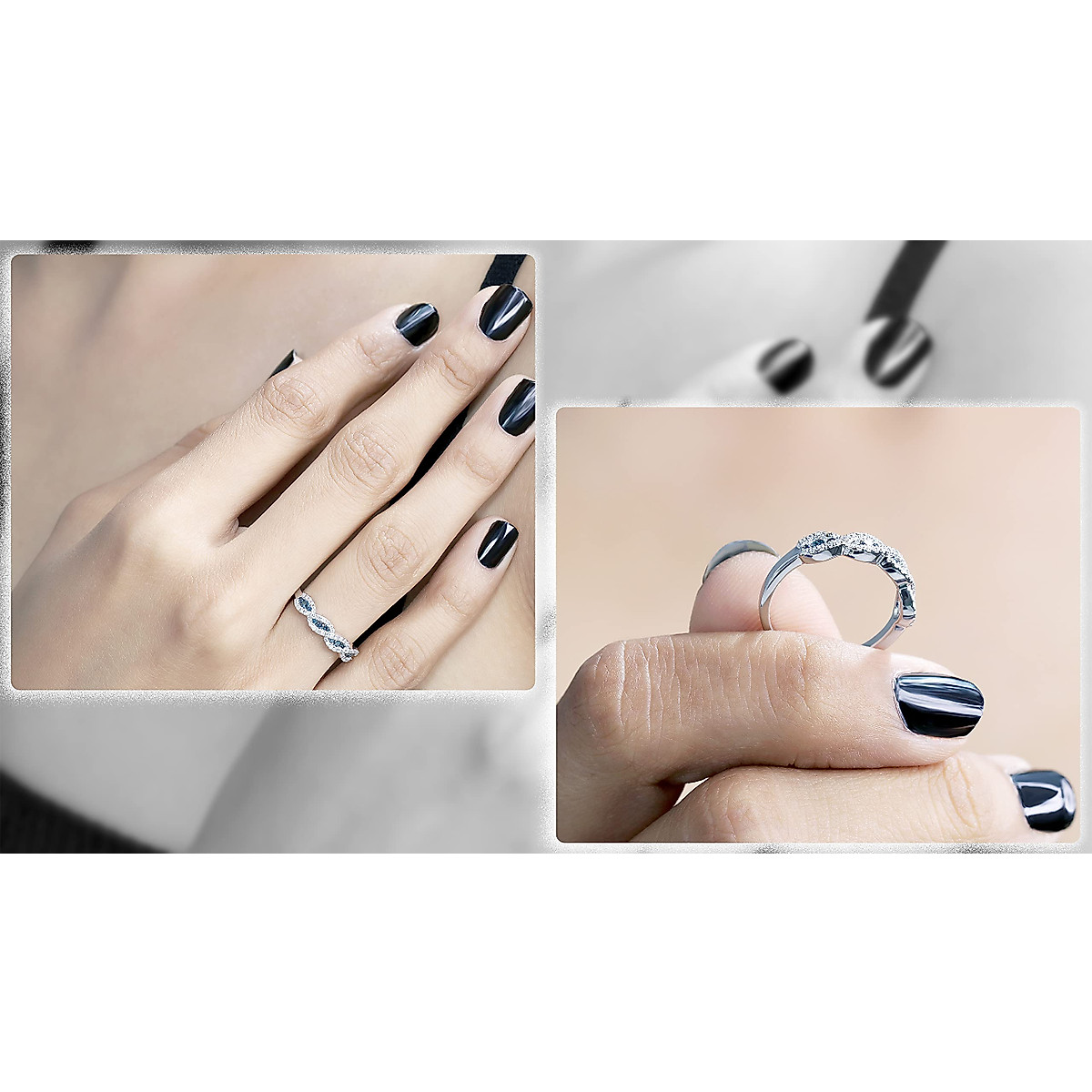 Dazzlingrock Collection 0.35 Cttw Blue & White Diamond Ladies Wedding Band in 10K White Gold, Size 9