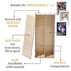 Tapeera 2-Pack Stackable Trading Card Storage Box For Sports Football Baseball Card Storage - Compatible With TCG MTG Pokemon Cards Kpop Photocard Toploaders - Each 1800 Cards With Chalkboard Labels