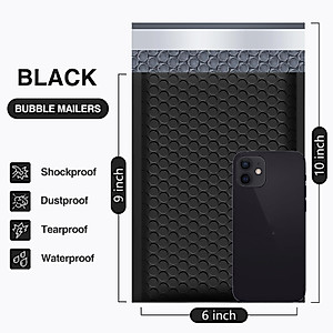 UCGOU Bubble Mailers 6x10 Inch Black 50 Pack Poly Padded Envelopes Small Business Mailing Packages Opaque Self Seal Adhesive Waterproof Boutique Shipping Bags for Jewelry Makeup Supplies #0