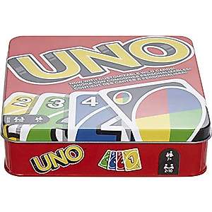 UNO Card Game, Gift for Kids and Adults, Family Game for Camping and Travel in Storage Tin Box [Amazon Exclusive]