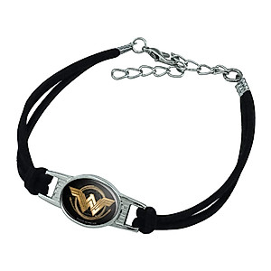 GRAPHICS & MORE Wonder Woman Movie Golden Lasso Logo Novelty Suede Leather Metal Bracelet