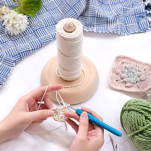 Premium Beechwood Yarn Holder with Brass Twirling Mechanism | Stand Ball Spindle Crochet and Sewing Tool | Wood Cord Organizer for Knitting, Embroidery, and Crafts