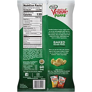 Sensible Portions Garden Veggie Sour Cream & Onion Flavored Baked Corn Puffs, 3 oz (Pack of 6)