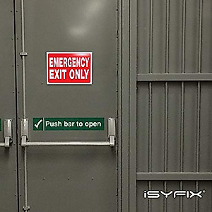Emergency Exit Only Signs Stickers, 2 Pack 10x7 Inch – Premium Self-Adhesive Vinyl Decal, Laminated for Ultimate UV, Weather, Scratch, Water & Fade Resistance, Indoor & Outdoor