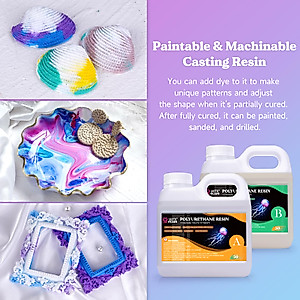 LET'S RESIN Polyurethane Resin, 60oz 2 Part Casting Resin, Fast Cured Resin within 10 Minutes, Ultra Low Viscosity & Low Odor Pourable Liquid Plastic for Casting Models, Prototypes & Other Resin Craft