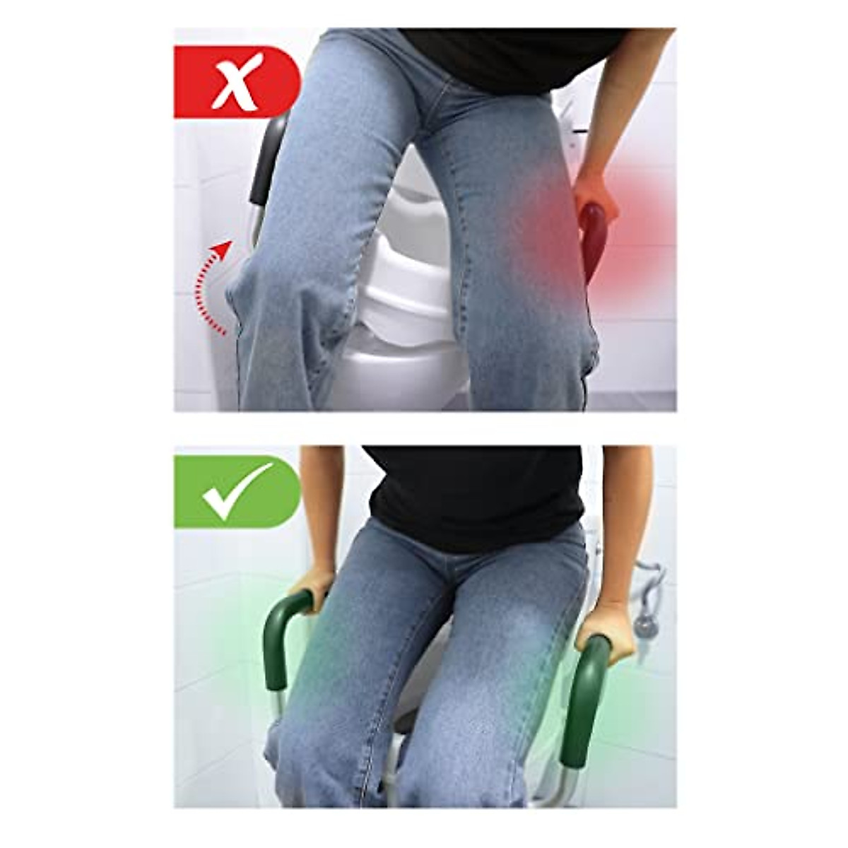 PEPE - Toilet Seat Riser with Handles, Toilet Seat Risers for Seniors, Toilet Riser with Handles, Raised Toilet Seat with Lid, Handicap Toilet Seat with Handles Over Toilet, White 4"