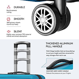 Strenforce Suitcase Set, Lightweight 3 Piece Luggage Set, ABS, Spinner Wheels, TSA Lock, Lake Blue, 20/24/28 inch