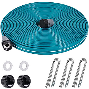 LINEX Sprinkler Soaker Hose 50 ft for Garden Lawn Watering Hose with Hose Stakes