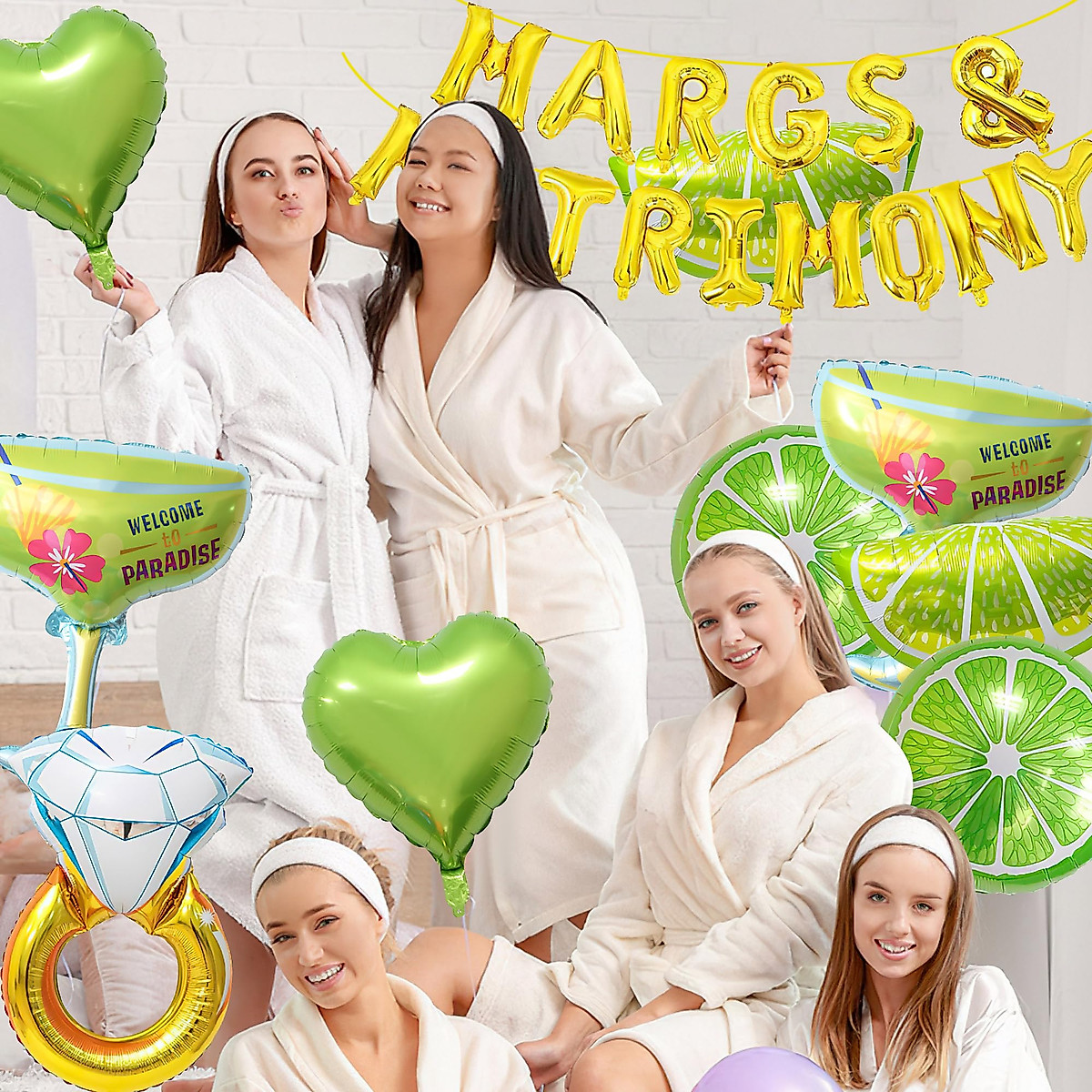 26PCS Margs and Matrimony Bachelorette Balloons - Lime Balloons and Diamond Ring Balloons for Margarita Party Decorations, Margarita Bachelorette Party Decor for Mexican Fiesta Bridal Shower