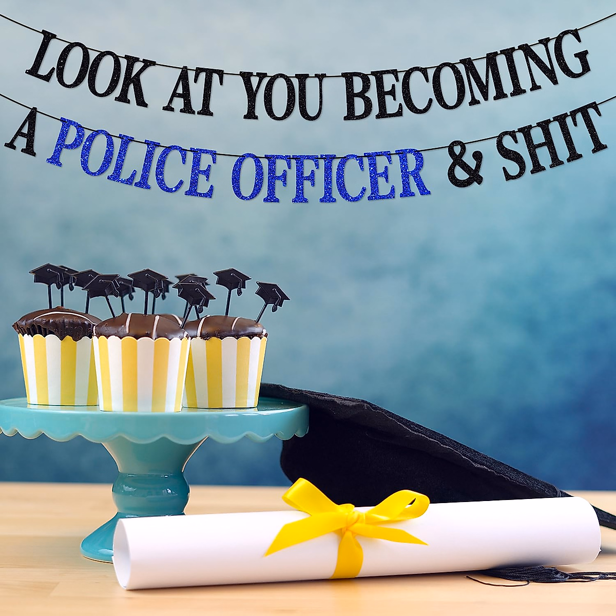 Congrats Officer Banner, Future Police Officer Hanging Decorations, Class of 2024, Glittery Happy Graduation Party Decorations Backdrop Gifts
