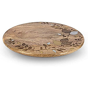 16" Brown Leaves Lazy Susan Turntable Round Rotating Tray