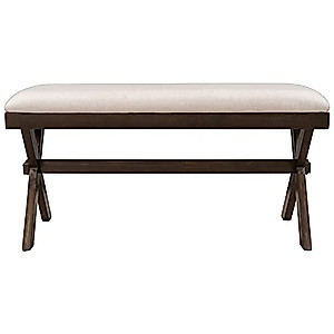 Wood Kitchen Upholstered Dining Bench, Table Bench, Entryway Bench, Bedroom Bench for End of Bed for Living Room, 250 Lbs Weight Capacity (Brown)