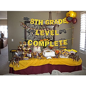 8th Grade Level Complete Banner, Gold Glitter 8th Grade Grad Banner, 8th Grade Graduation Party Decorations 2022, Class of 2022 Banner, Boy Girl Kids Eighth Grade Graduation Decorations Supplies