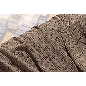 KASENTEX 100% Cotton Throw Blanket Soft Knitted(Brown, 60x50)