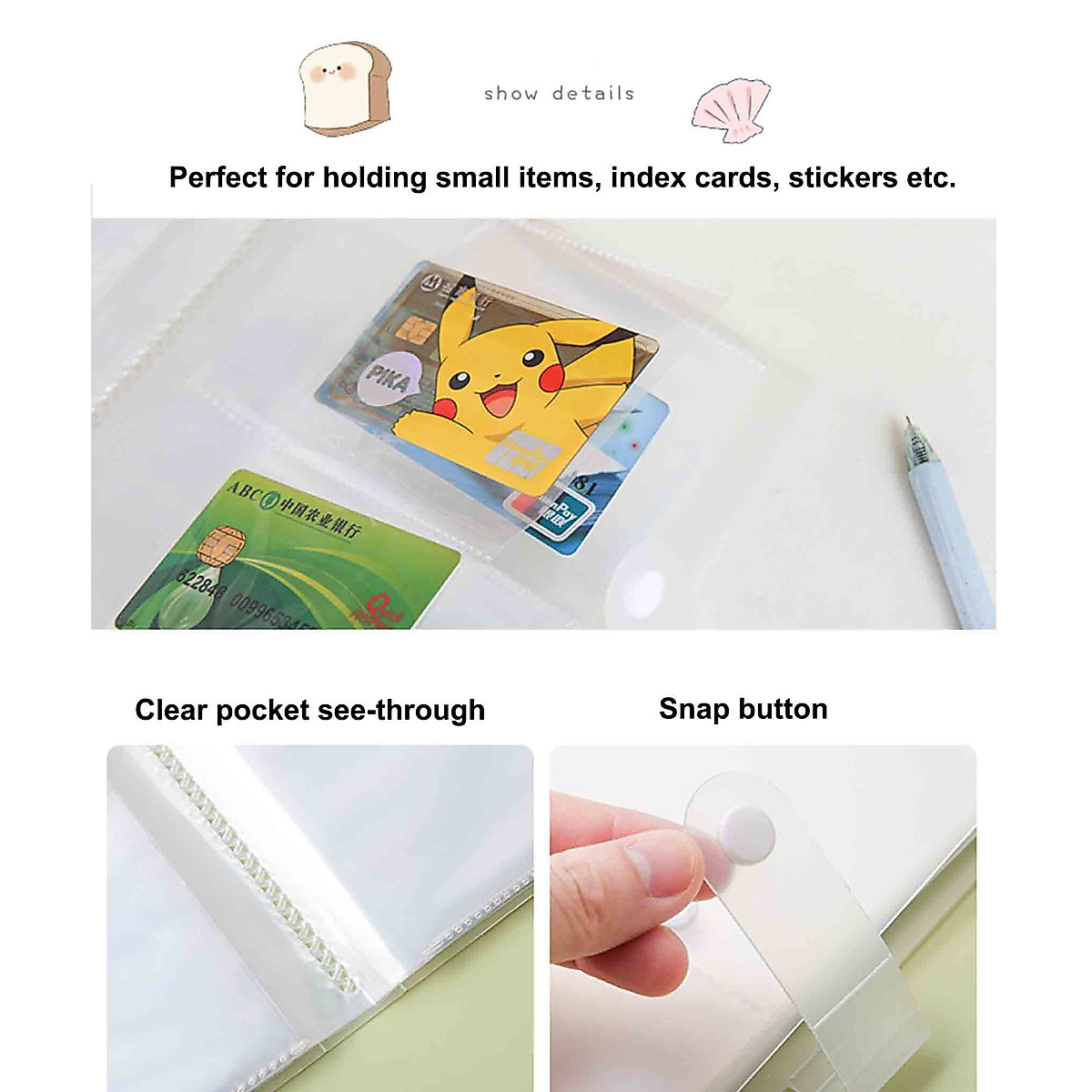 YOAVIP 3x5 Index Cards Clear Plastic Holder Organizer Pouches Book Binder 40 Page Hold 160 Cards