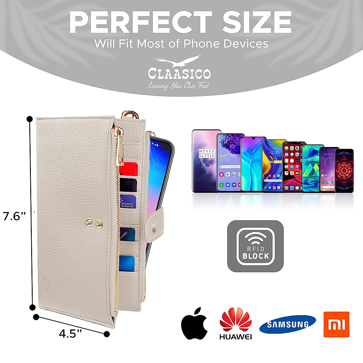 Women’s RFID Wristlet Wallet & Phone Holder | Multi Credit Card Bifold Organizer w/Zipper Pockets & Sweetly Packed in Gift Box