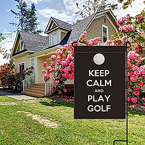 Uanvaha golf ball Garden Flag Decor keep calm play golf poster Burlap Banner Flags for Yard House Lawn Patio Outdoor Decorations 12.5X18 Inch