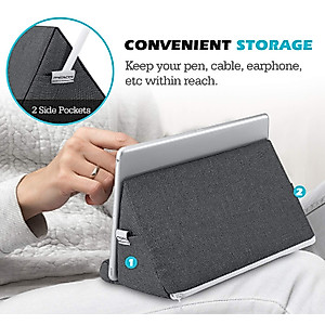 MoKo Tablet Pillow Stand, Pillow Lap Holder for iPad Tablet up to 11" for Xmas Gift, eReaders, Fit with iPad 9 10.2",iPad Mini 6 8.3",iPad 10th,iPad Pro 11 2022,Air 4, Galaxy Tab S6/S7, Space Gray