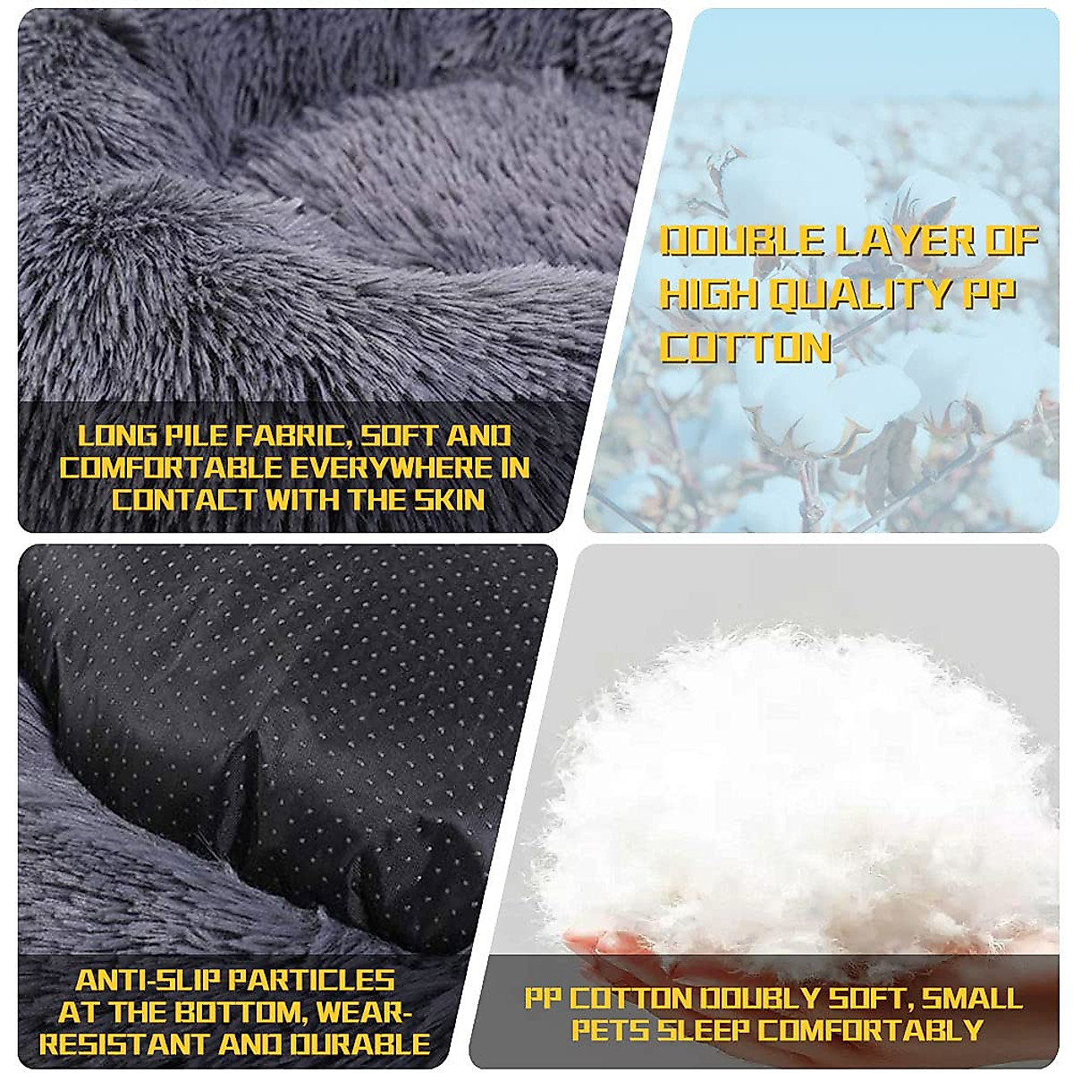 Kimpets Dog Bed Calming Dog Beds for Small Medium Large Dogs - Round Donut Washable Puppy Dog Bed, Anti-Slip Faux Fur Fluffy Donut Cuddle Anxiety Cat Pet Bed(20" Dark Grey)