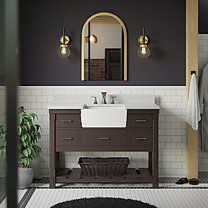 Charlotte 48-inch Bathroom Vanity (Quartz/Chocolate): Includes Chocolate Cabinet with Stunning Quartz Countertop and White Ceramic Farmhouse Apron Sink