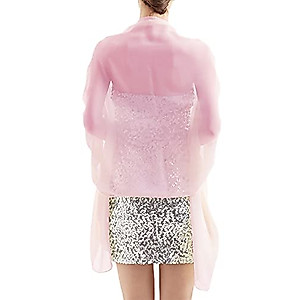 Alivila.Y Fashion Womens Chiffon Scarf Wrap Bridal Wedding Scarves Shawl for Bridesmaid-Lite Pink Chiffon