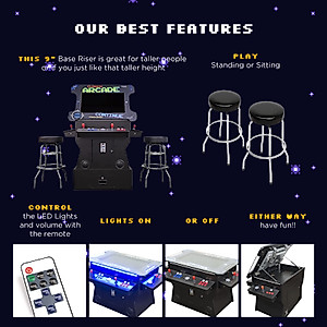Creative Arcades Full Size Commercial Grade Cocktail Arcade Machine w/Riser | 2 Player | 3500 Games | 32" LCD Lifting Screen | LED | 4 Sanwa Joysticks | Trackball | 2 Stools | 3 Year Warranty