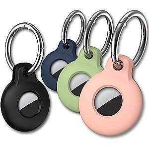 4 Pack AirTag Holder with Keychain for AirTag 2021, FOROUME Anti-Scratch AirTag Case, Multi-Color Silicone Protective Holder Cover for GPS Finder Tracker, Key, Dog, Cat, Luggage, Wallet, Backpacks