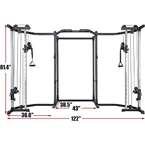 fissfire Power Cage with Cable Crossover Home Gym 1200lbs Workout Equipment Pulley System Gym Squat Rack