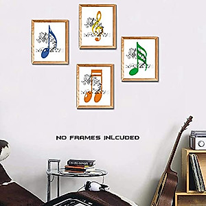 Music Note Wall Decor Canvas Posters, Music Wall Art, Music Classroom Wall Decor, Music Elements Art Print for Music Room Bedroom Home Decorations, Gift for Music Lovers, Set of 4 - (8"x10" Unframed)